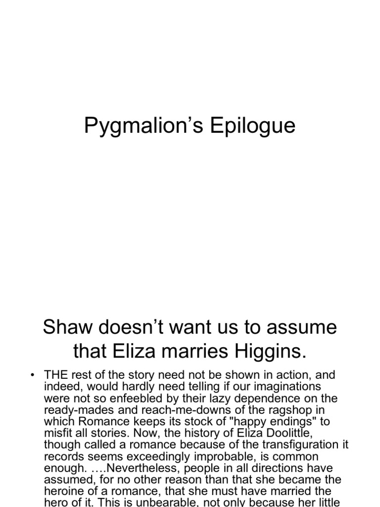 Pygmalion's Epilogue | PDF | Pygmalion (Play)