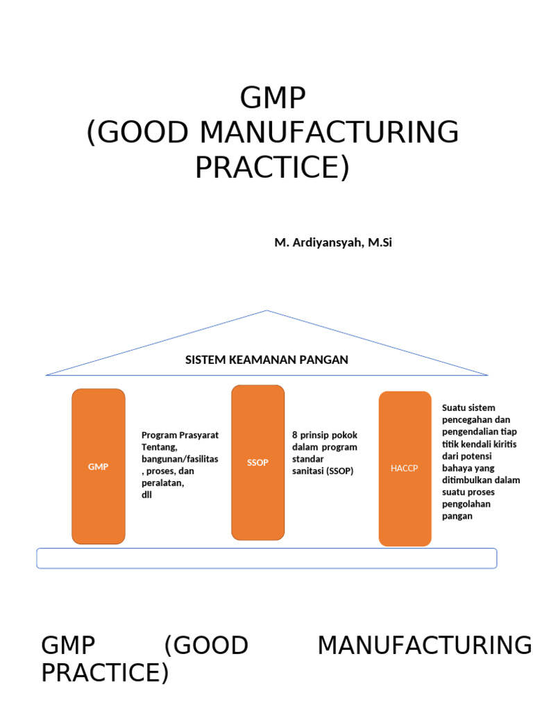 GMP (Good Manufacturing Practice) : M. Ardiyansyah, M.Si | PDF