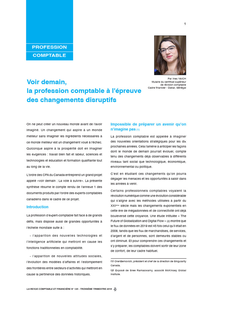 Voir Demain La Profession Comptable A Lepreuve Des Changements Disruptifs | PDF