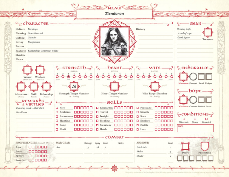 TOR Custom Character Sheet Colour FF | PDF