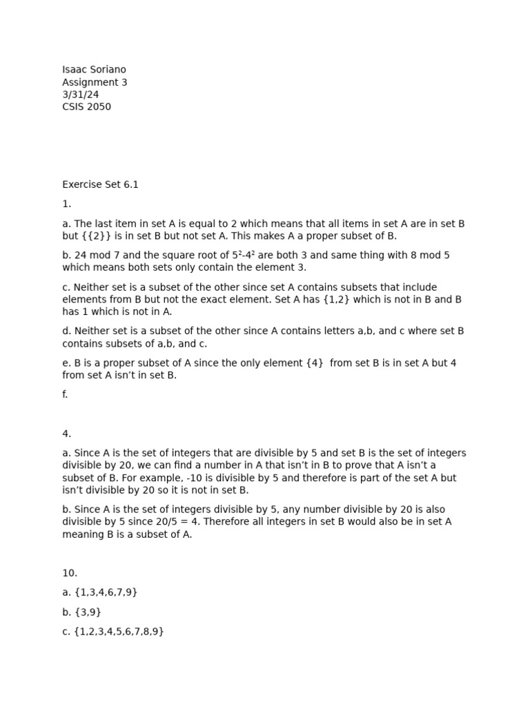 Discrete Math Worksheet 3 | PDF