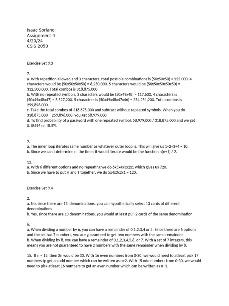 Discrete Math Worksheet 4 | PDF