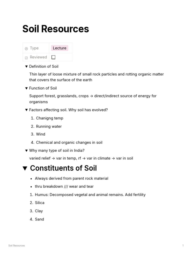 Soil Resources Class 10 ICSE | PDF | Soil | Erosion