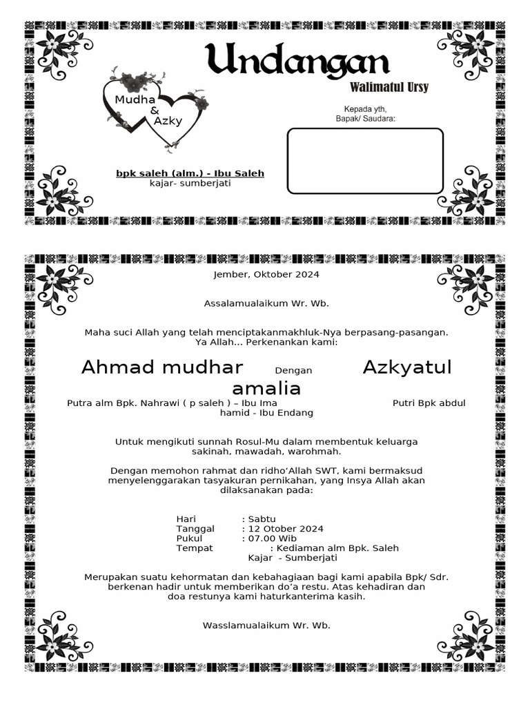 Undangan Walimatul Urusy | PDF