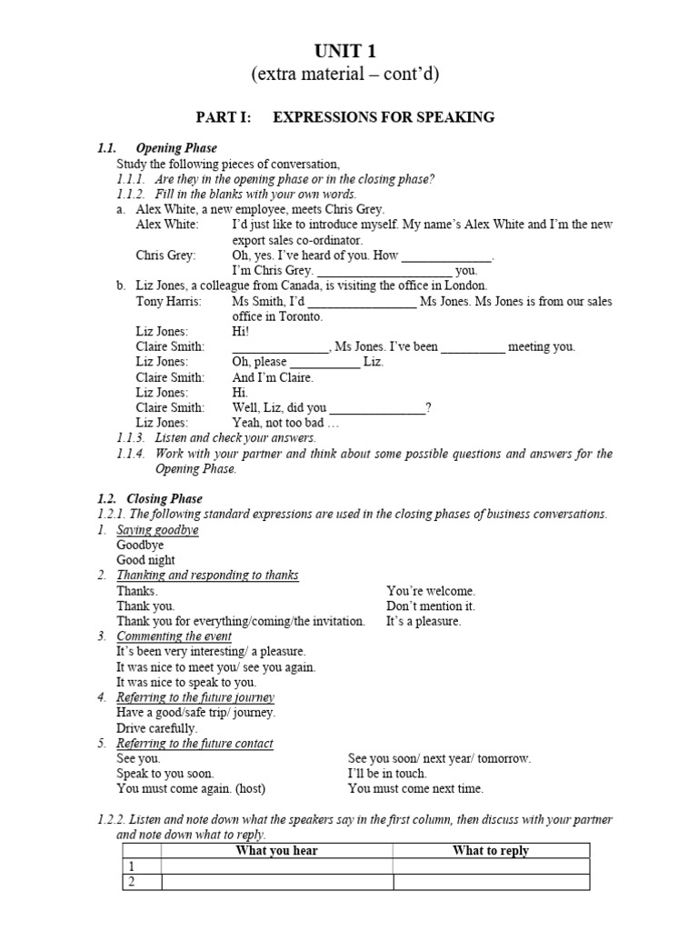 (Extra Material - Cont'd) : Unit 1 | PDF