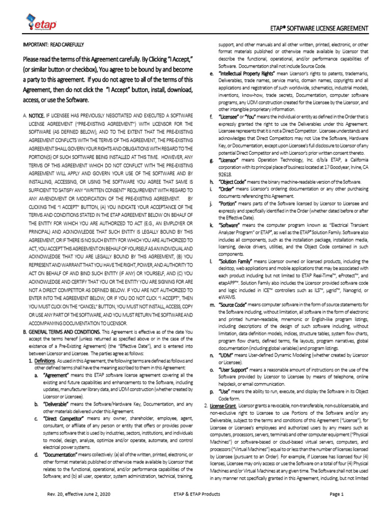 Electronic License Grant Terms Rev 20 | PDF