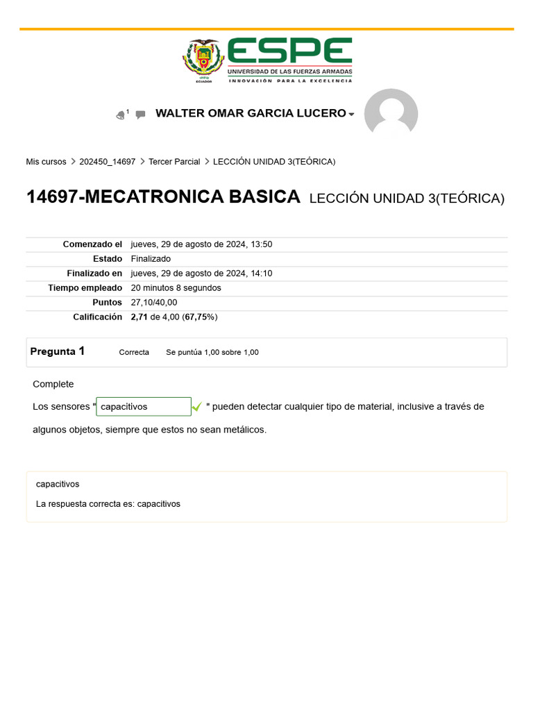 LECCIÓN UNIDAD 3 (TEÓRICA) - Revisión Del Intento - Aula | PDF