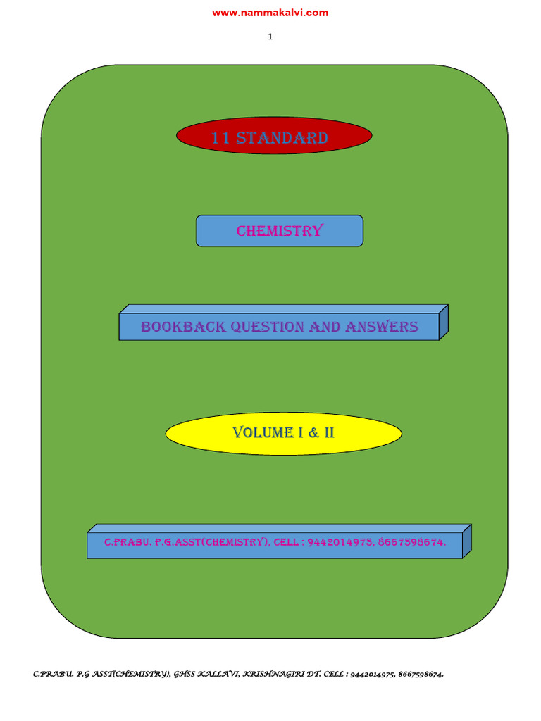 Namma Kalvi 11th Chemistry Book Back Questions With Answers TM 221196 | PDF