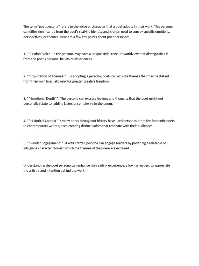 Poet Persona | PDF