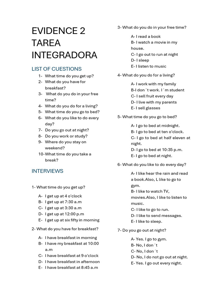 Evidence 2 Interviews | PDF