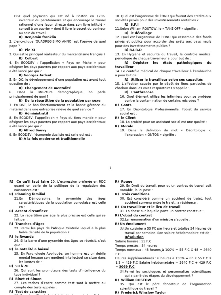Questionnaire de Preparation-1 | PDF