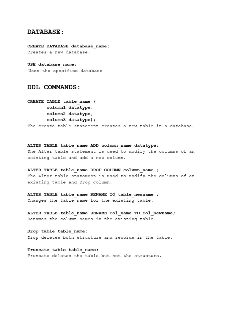 Sql Cheat Sheet Pdf 