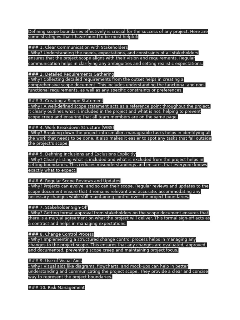 Defining Scope Boundaries Effectively Is Crucial For The Success Of Any Project Pdf