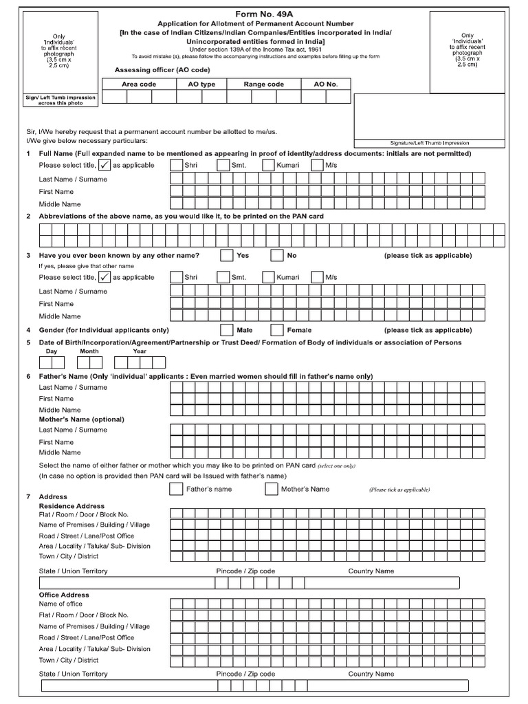 Pan 49A Form Last Correction 18.08.2015 New - CDR | PDF