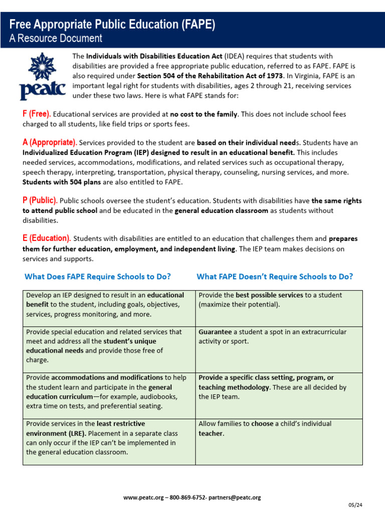 FAPE-Free-Appropriate-Public-Education | PDF