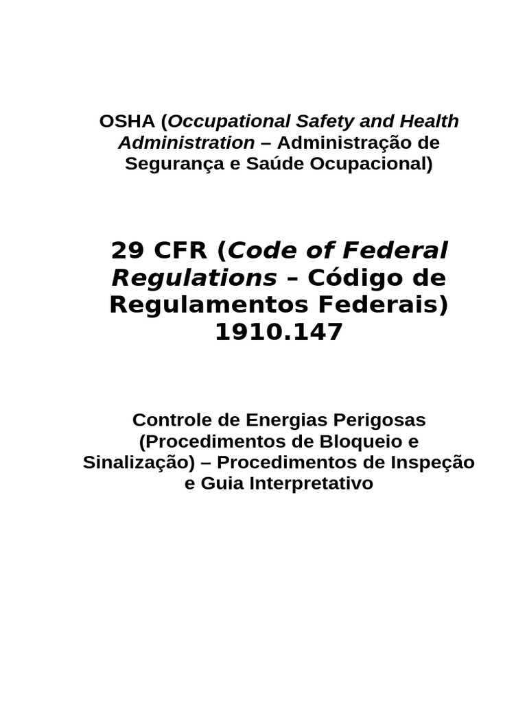 Osha 29 CFR 1910 147 | PDF
