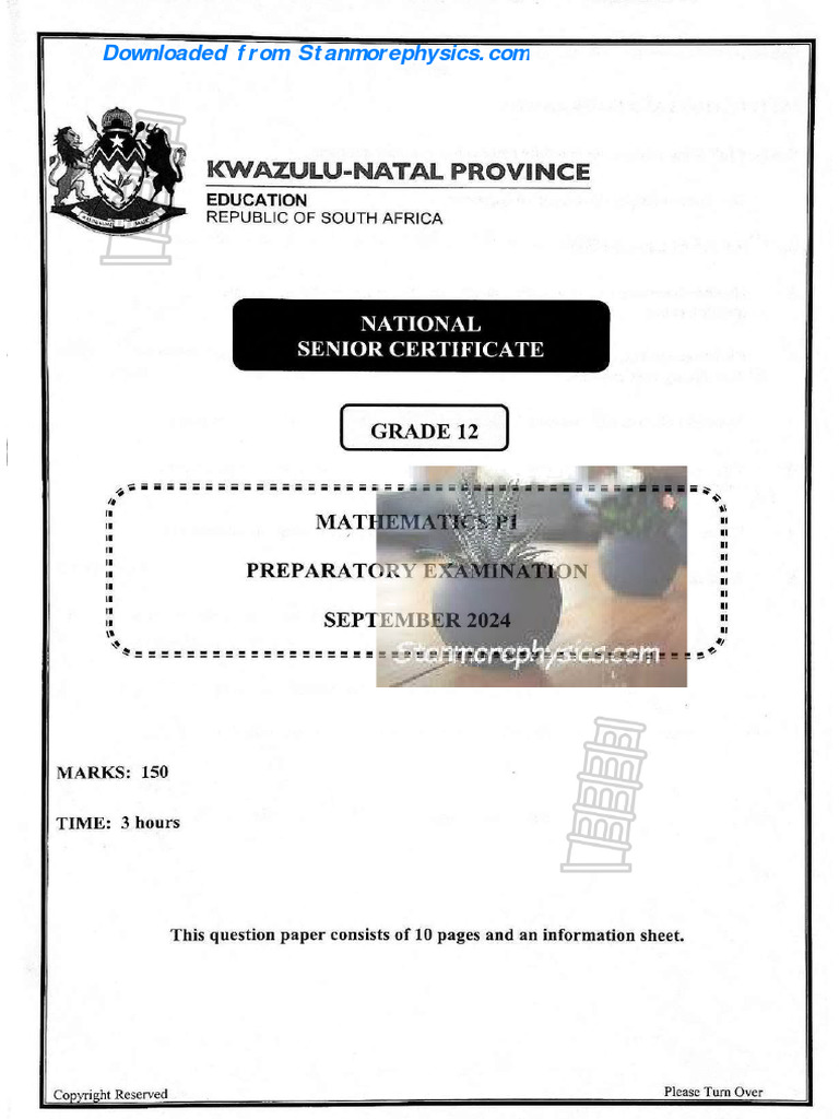 KZN Maths Grade 12 September 2024 P1 and Memo | PDF | Numbers | Mathematical Concepts