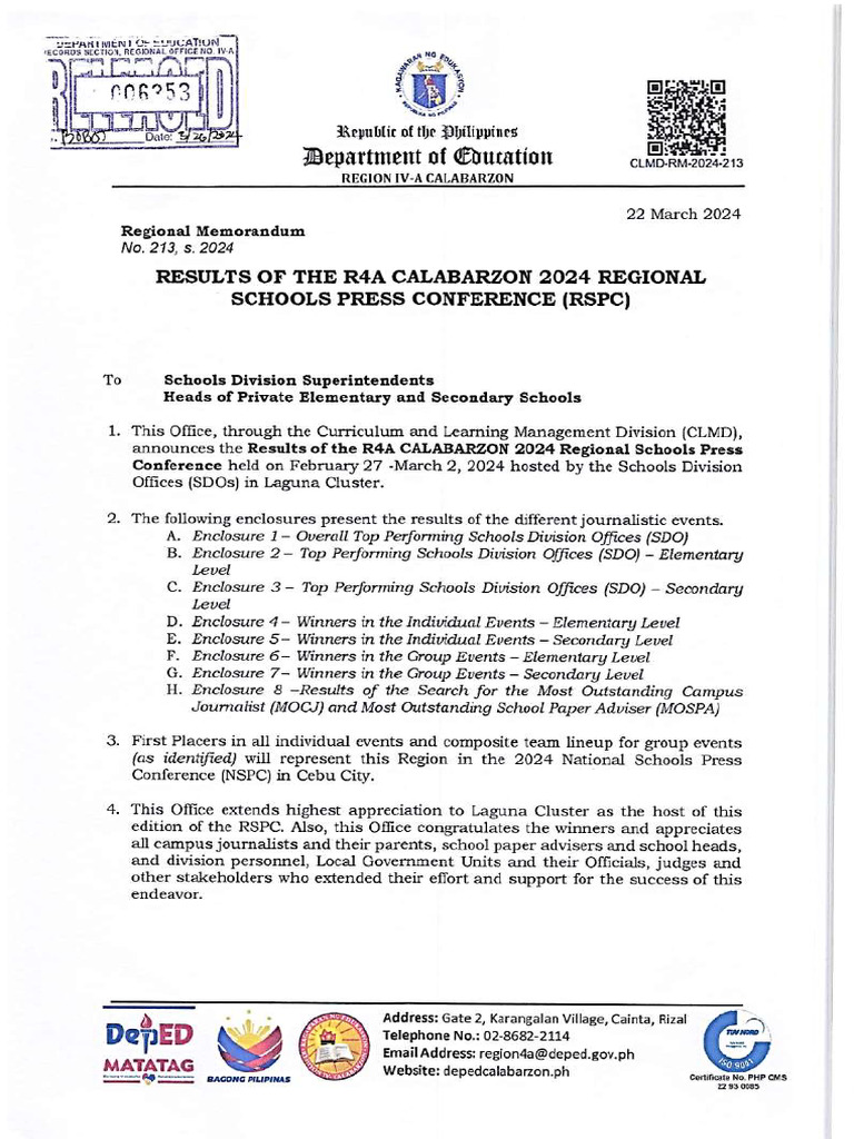 RM Results of The 2024 RSPC Signed | PDF
