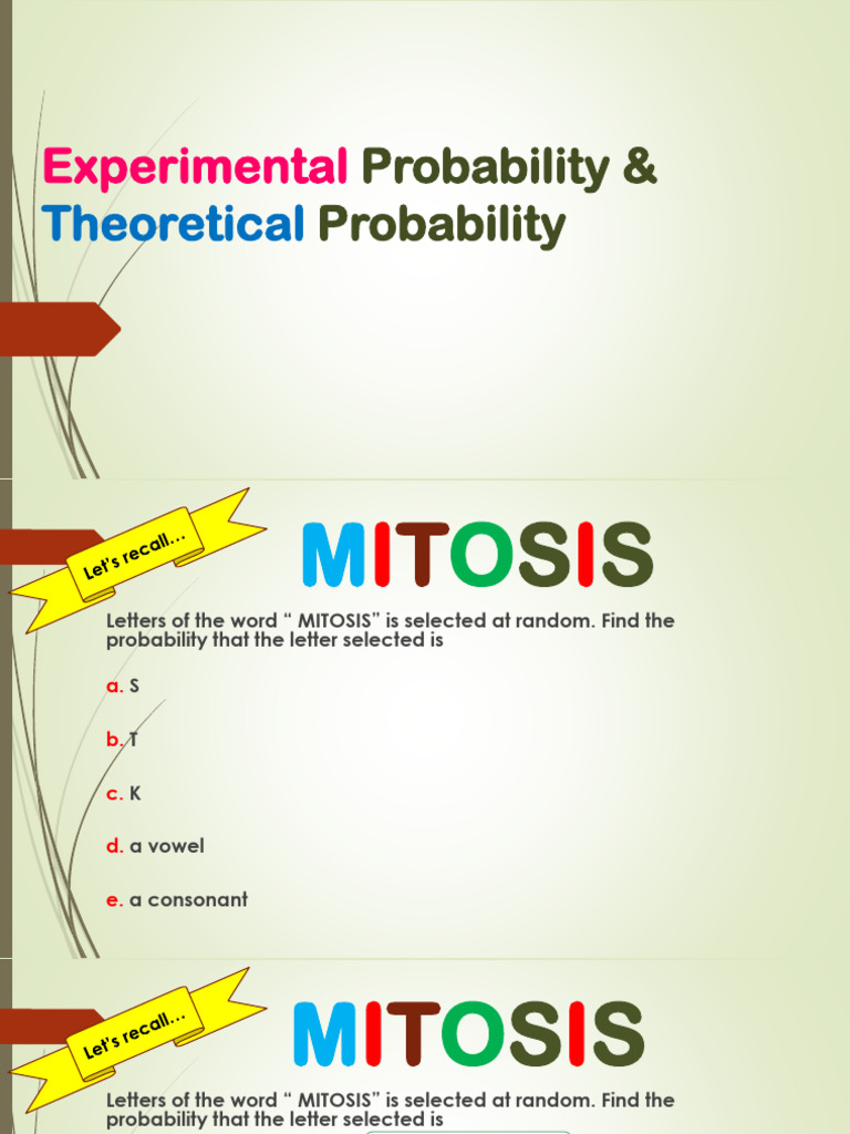 Experimental Probability Theoretical Probability 200515060613 | PDF