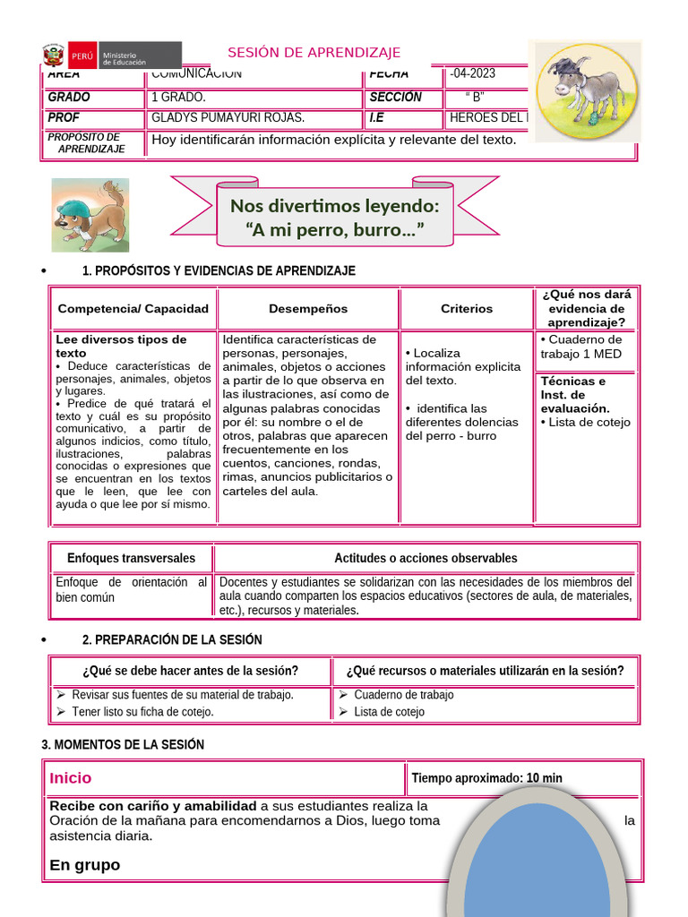 Sesión Nos Divertimos Leyendo "A Mi Perro " | PDF