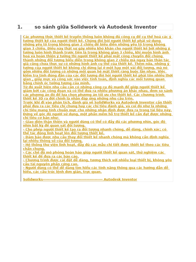 So Sánh Gi A Solidwork Và Autodesk Inventor | PDF