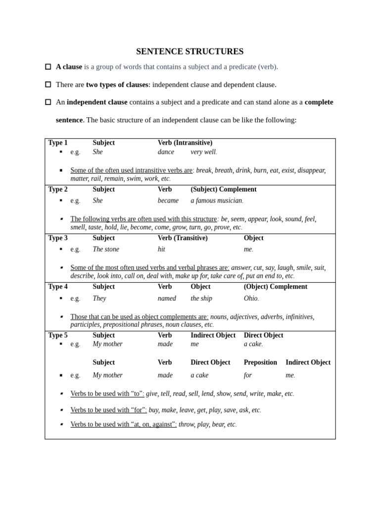 Sentence Structures | PDF