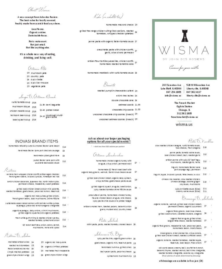 Wisma Menu Chicago | PDF | Pesto | Salad