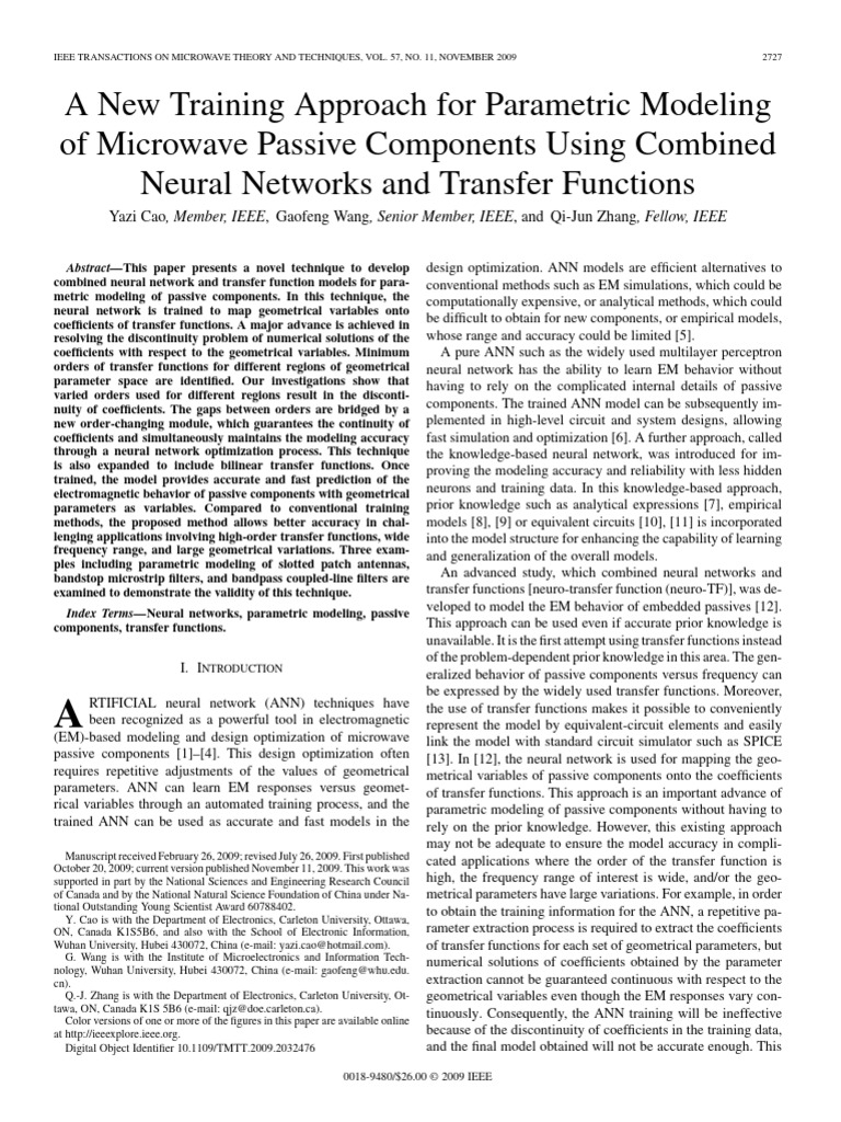 A New Training Approach For Parametric Modeling of Microwave Passive ... A New Training Approach For Parametric Modeling of Microwave Passive ...