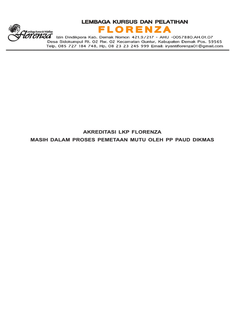 Pemetaan Mutu Lkp Florenza Corel | PDF