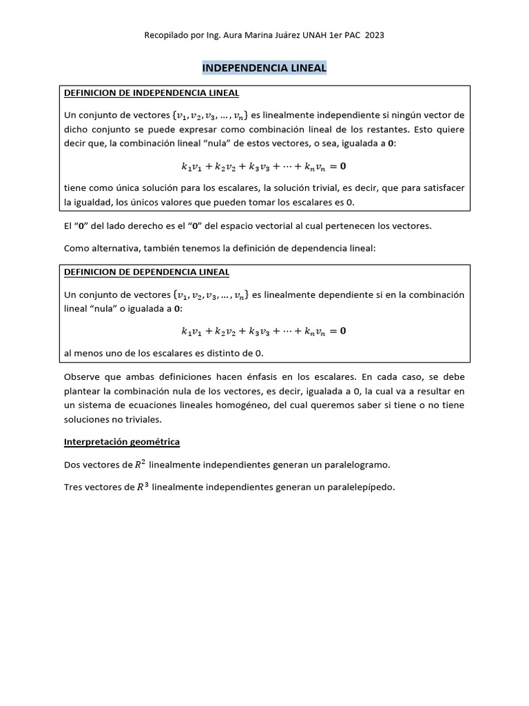 5 Independencia Lineal | PDF