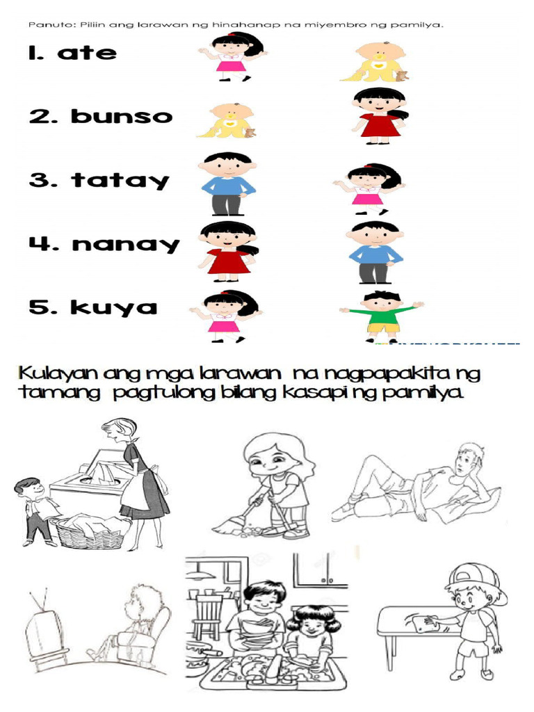Week 7 Pamilya Worksheet | PDF