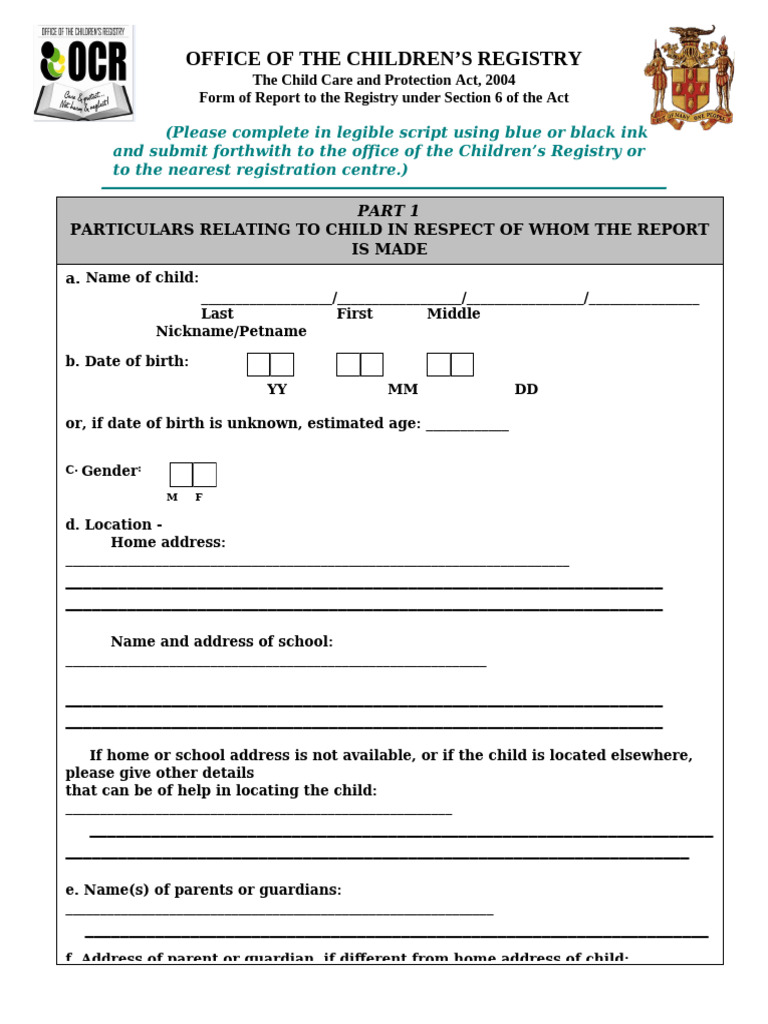 OCR Reporting Form (Print Version) | PDF