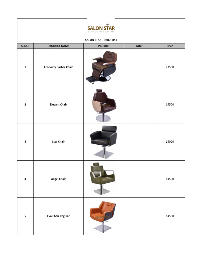 Salon Star Price List | PDF