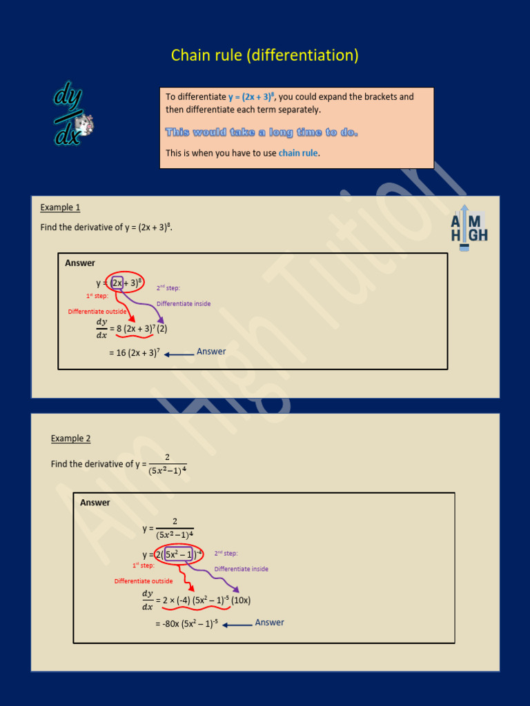 Chain Rule (Differentiation) Working Notes | PDF