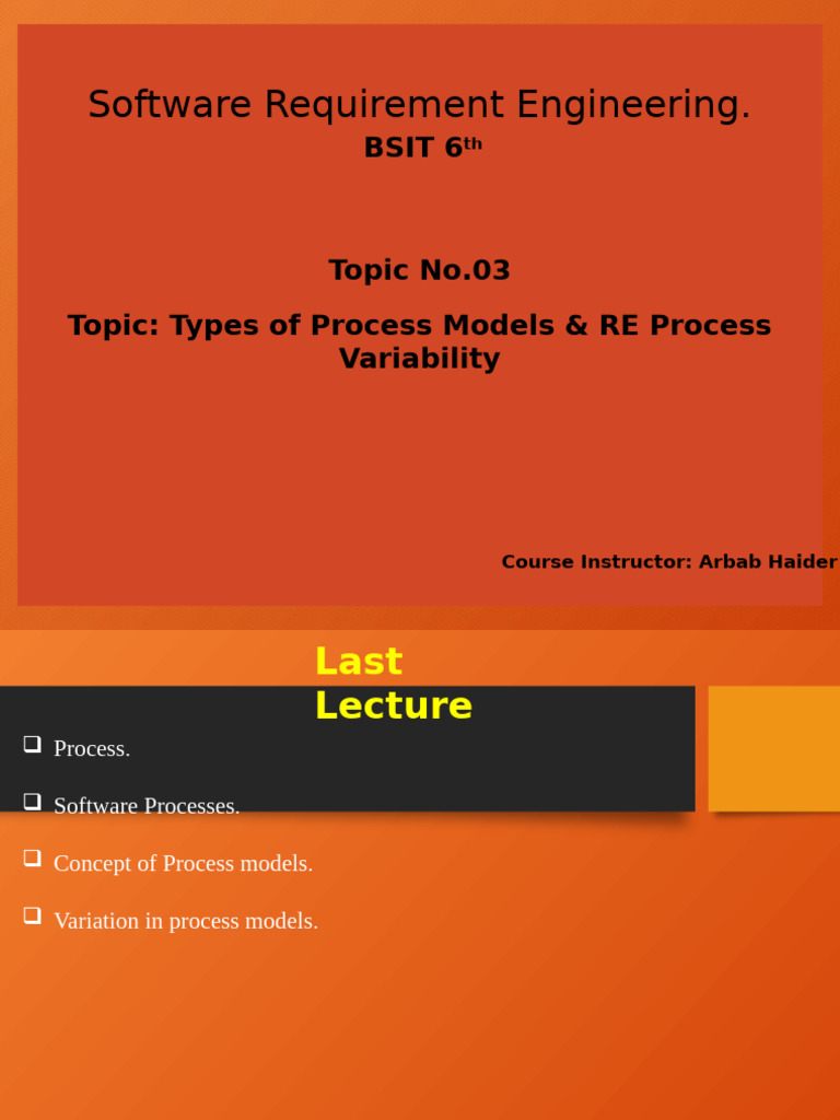 Topic 03 Types of Process Models & RE Process Variability | PDF | System | Engineering