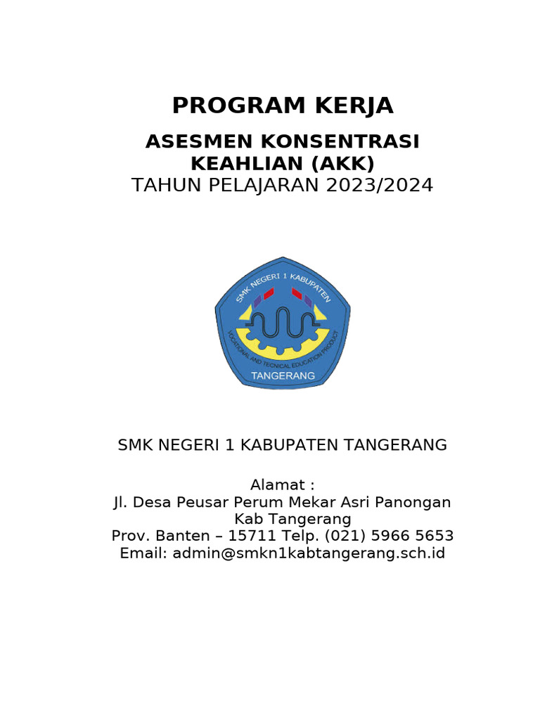 PROGRAM KERJA AKK - 2023.2024 SMKN 1 | PDF