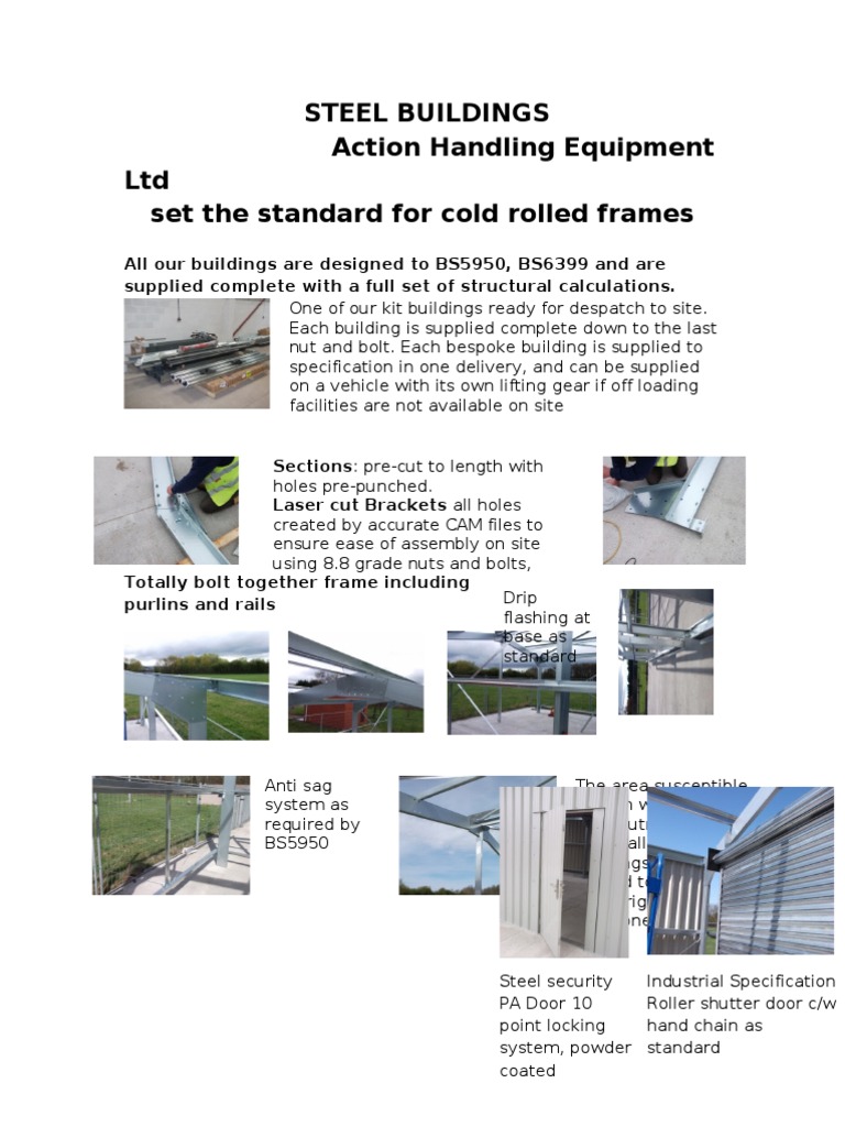 Steel Buildings Action Handling Equipment LTD Set The Standard For Cold ...
