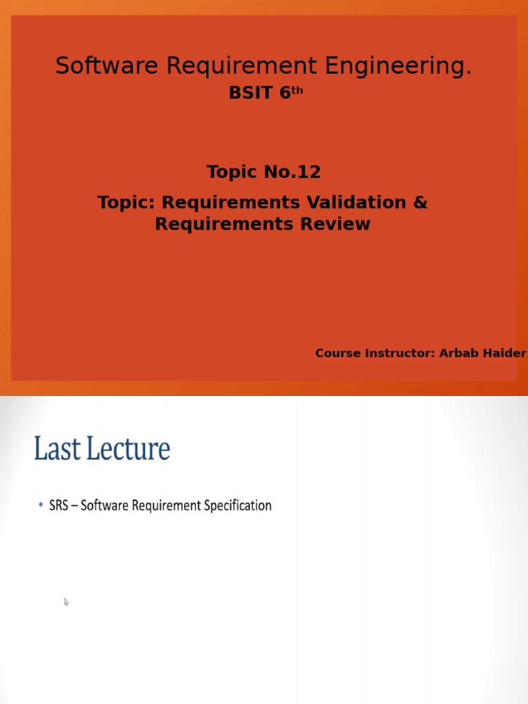 Topic 12 Requirement Validation and Requirements Review | PDF