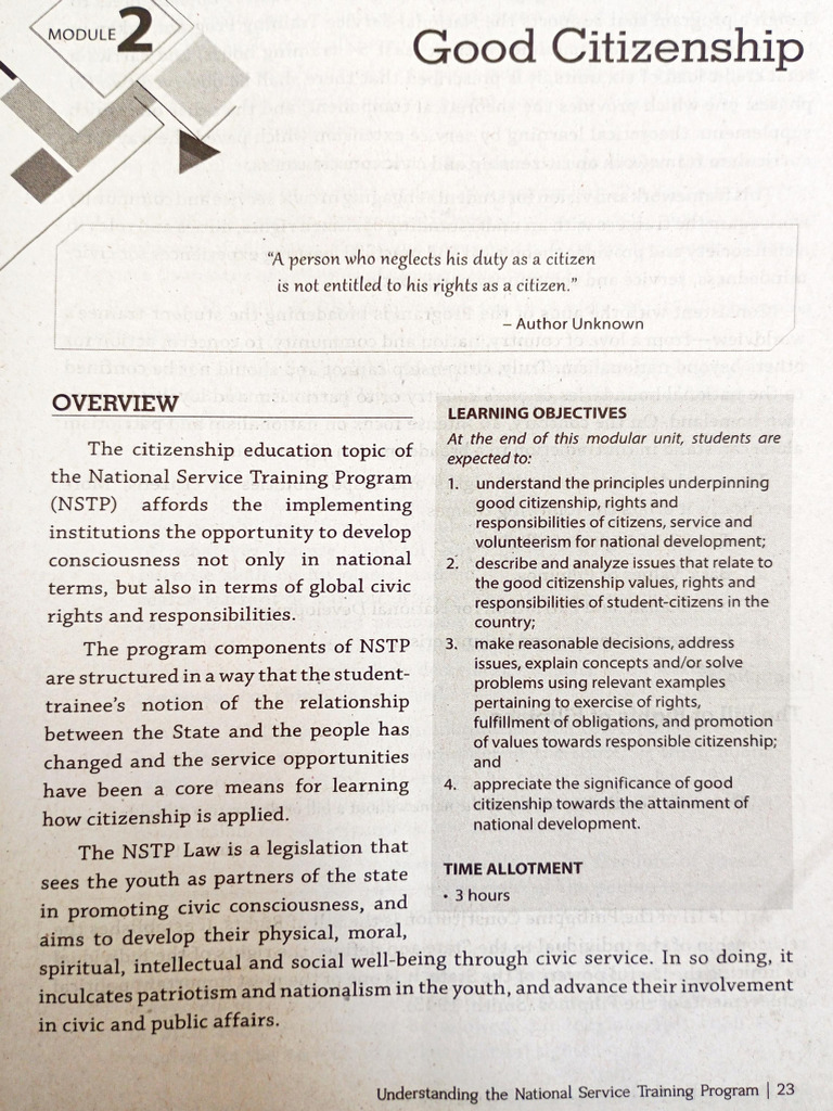 NSTP Module 2 Good Citizenship | PDF