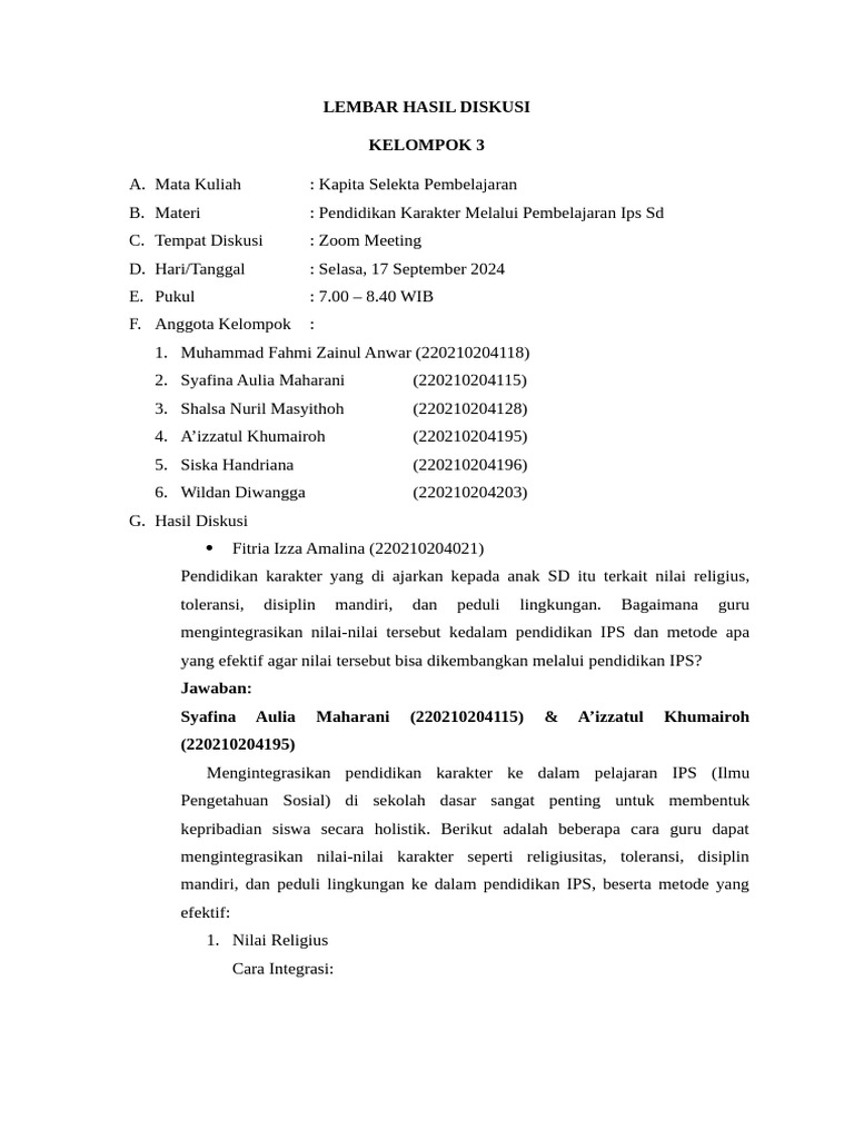 LEMBAR HASIL DISKUSI | PDF
