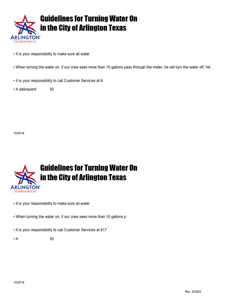 Guidelines For Turning Water On | PDF