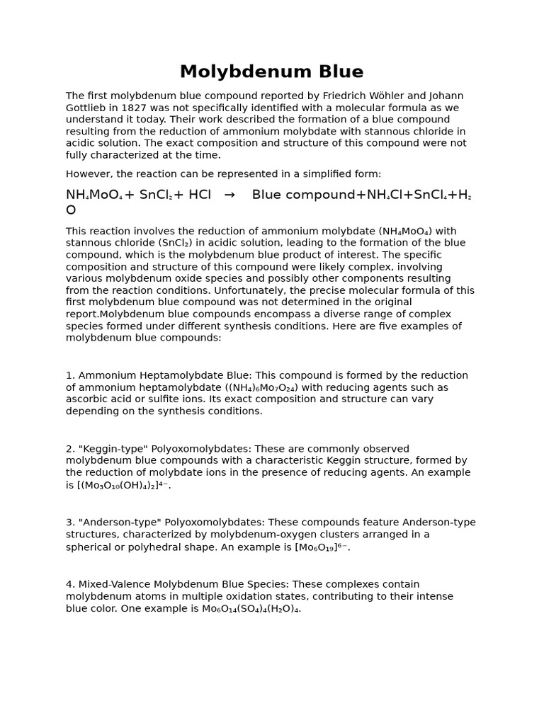 Molybdenum Blue | PDF