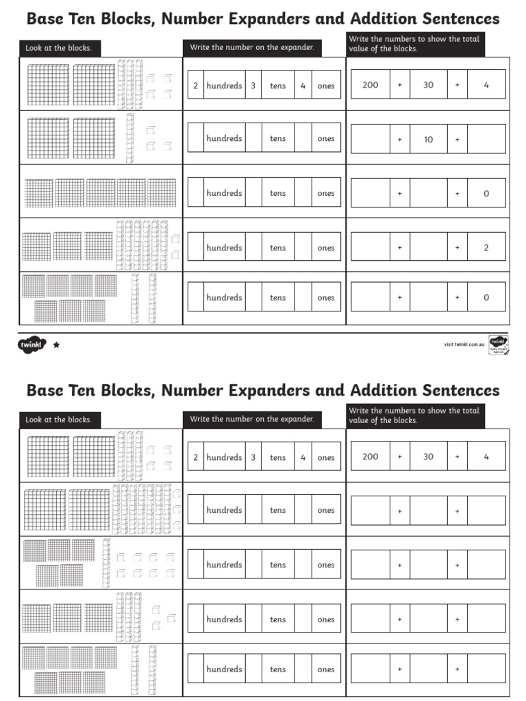 Au N 816 Base Ten Blocks Number Expanders and Partitioning ...