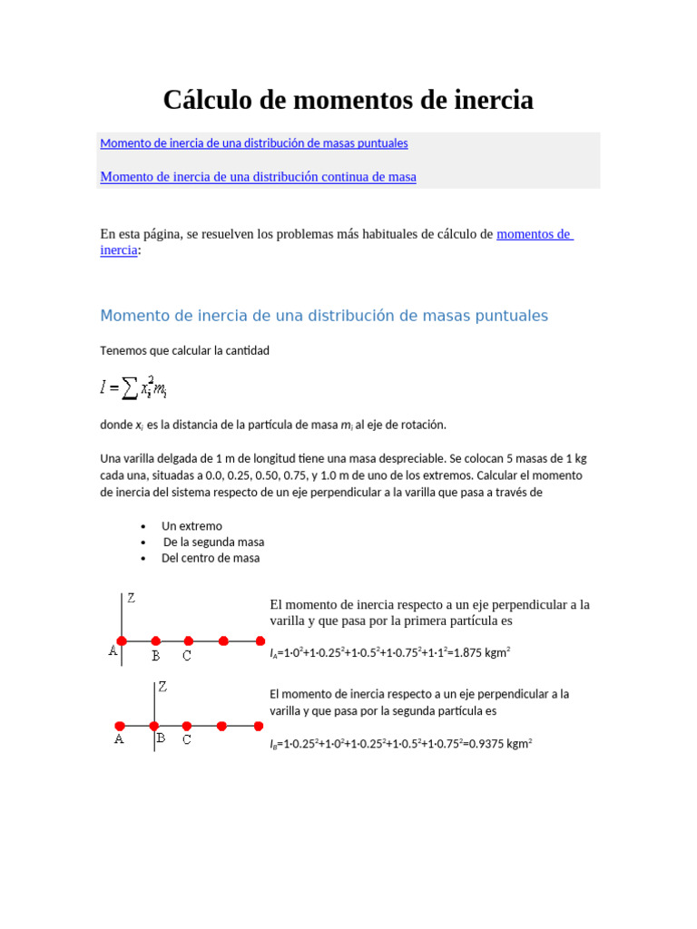 Cálculo de Momentos de Inercia | PDF | Esfuerzo de torsión | Rotación