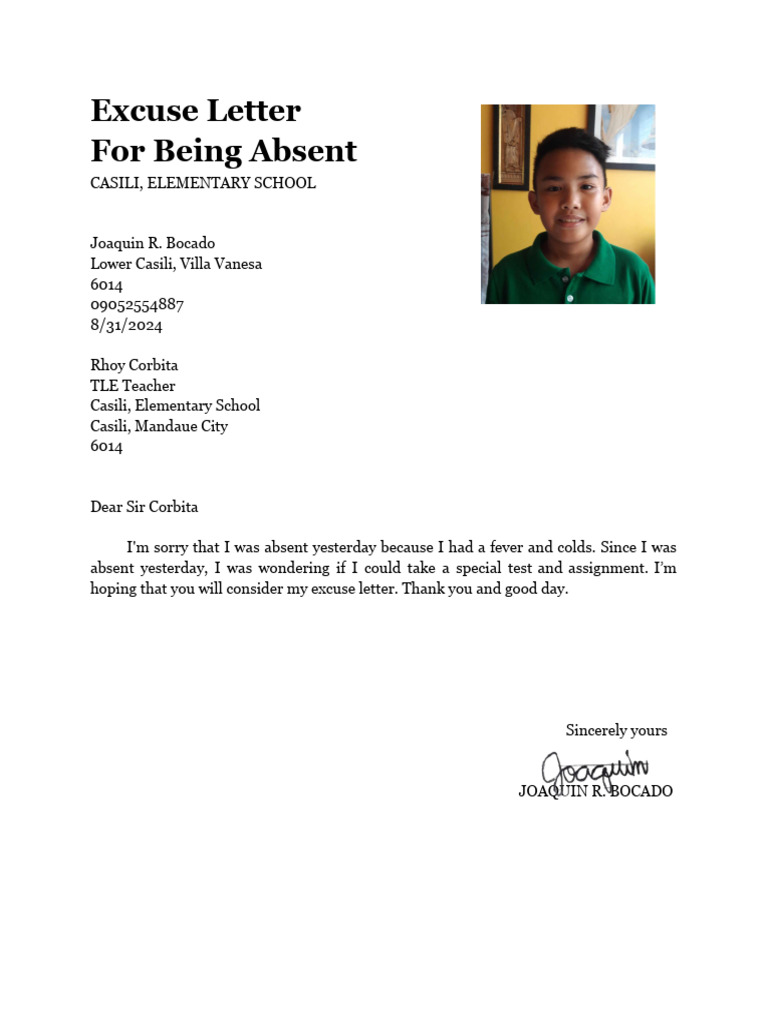 Excuse Letter | PDF