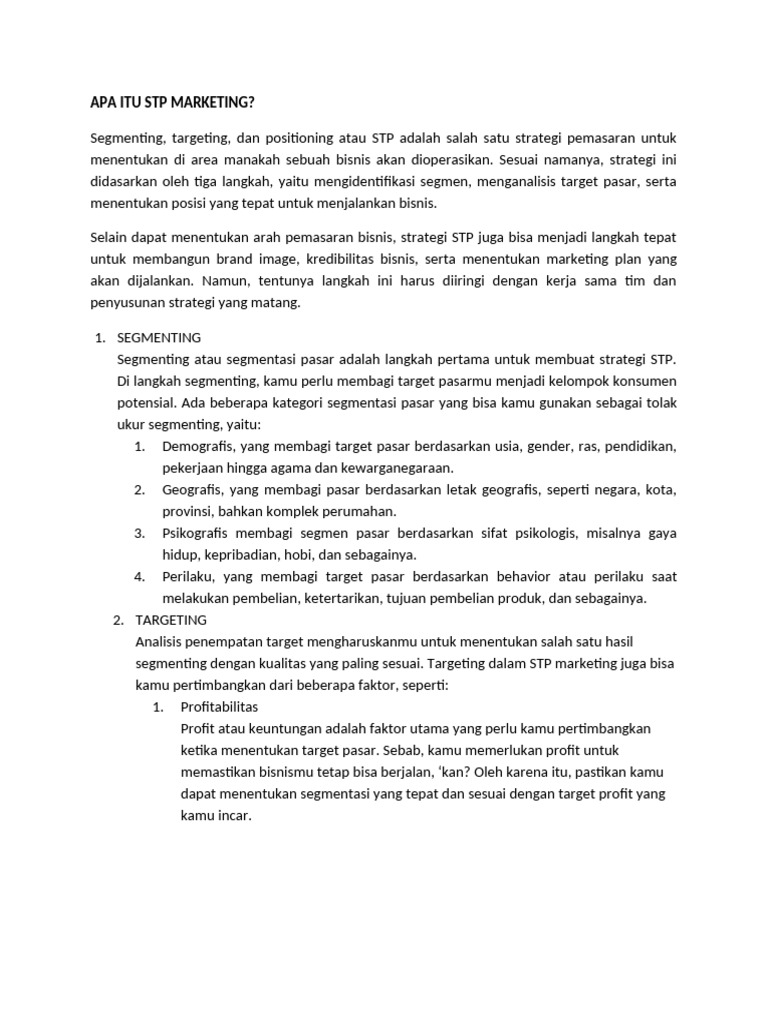 Apa Itu STP Marketing | PDF
