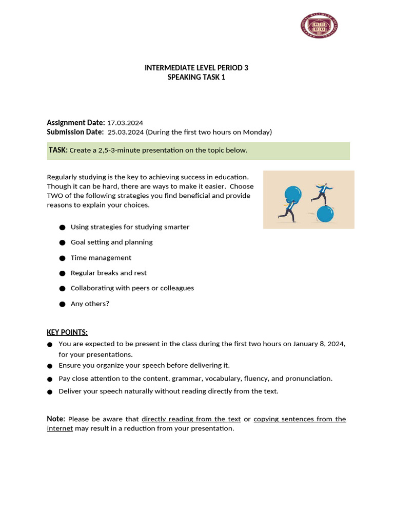 Speaking Task 1 - Period 3 | PDF