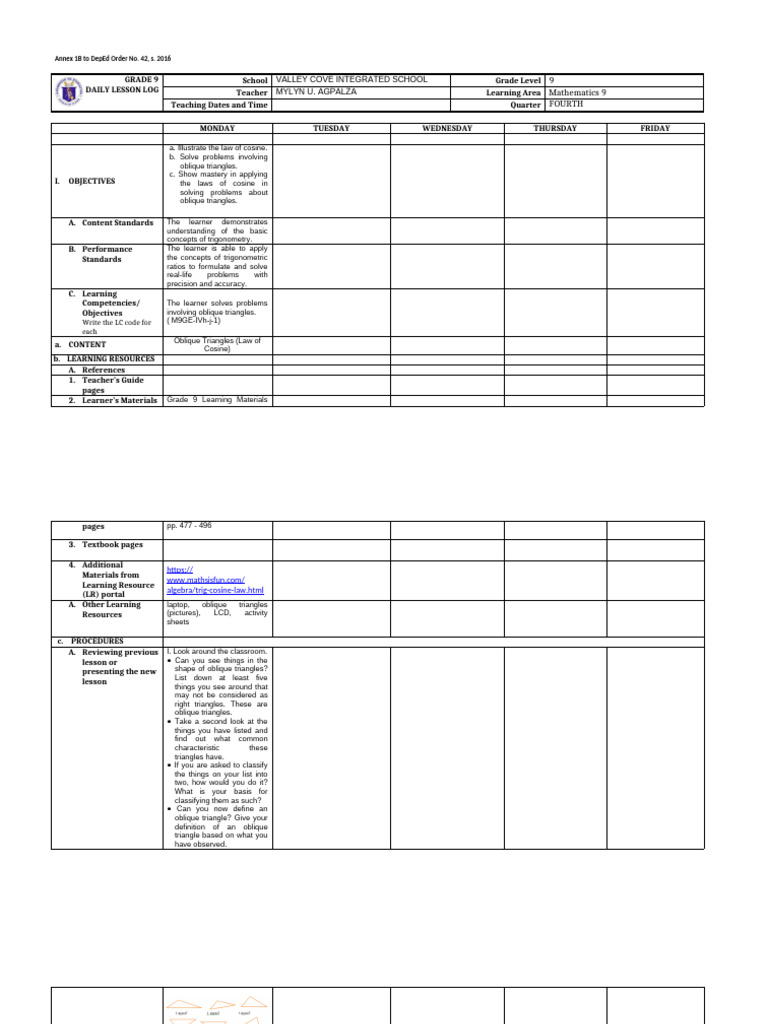 DLL For LC 48.1a-Word-problems-involving-Laws-of-Sines (Esmen) | PDF