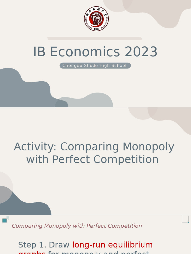 Activity Comparing Monopoly With Perfect Competition | PDF
