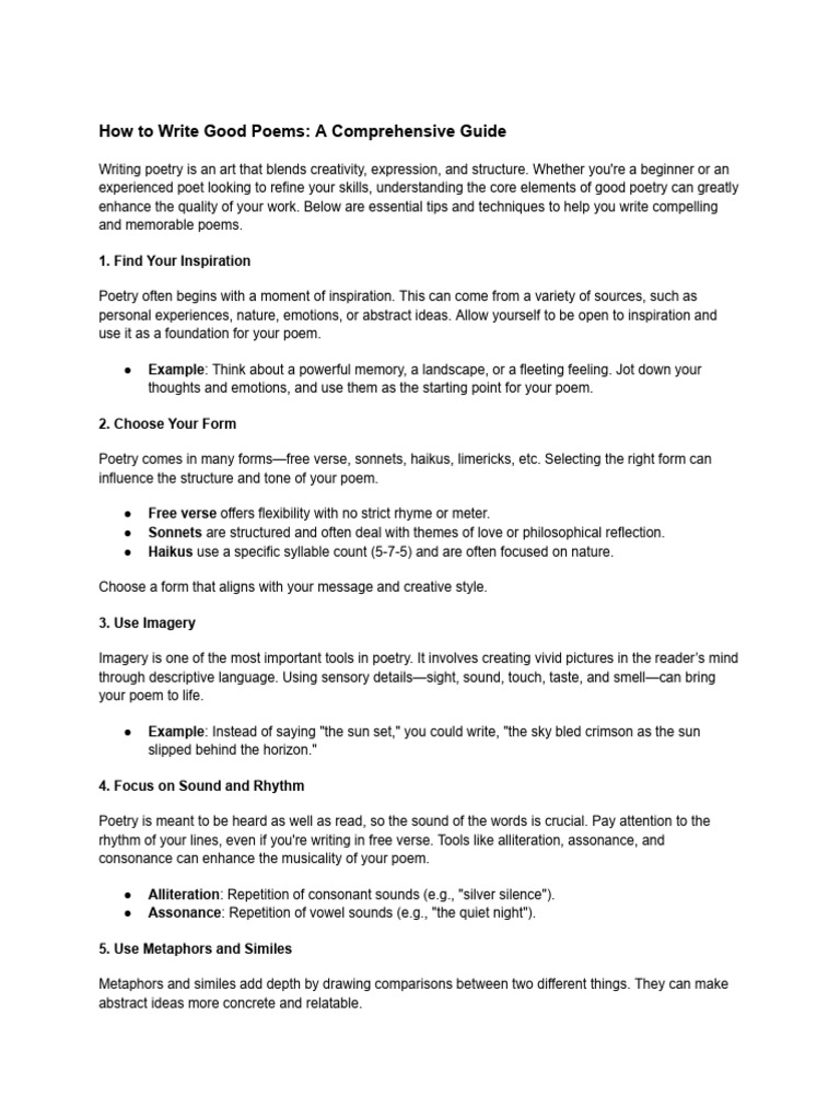 how to write Poems | PDF